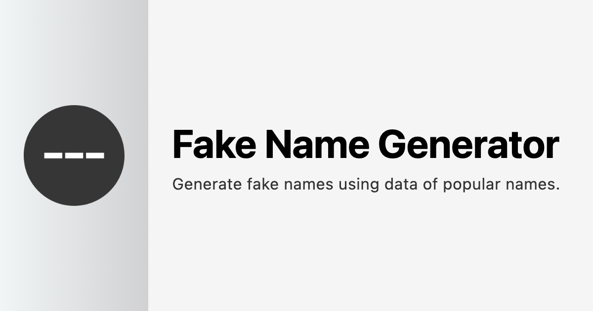 Fake Name Generator - Random Name Generator Fake Name Generator - Random Name Generator